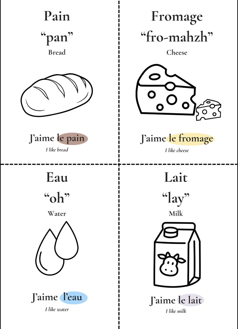 Printable French Flashcards for Kids, Learn French A1 With Simple ...