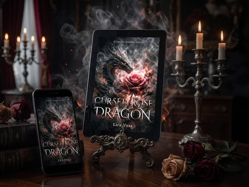 Editable Fantasy Book Cover Template, Dark Gothic Dragon Design, Canva ...