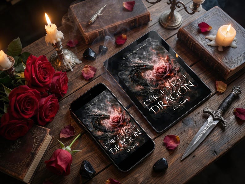 Editable Fantasy Book Cover Template, Dark Gothic Dragon Design, Canva ...