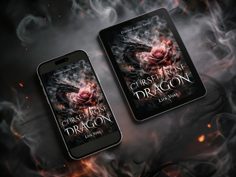 Editable Fantasy Book Cover Template, Dark Gothic Dragon Design, Canva ...