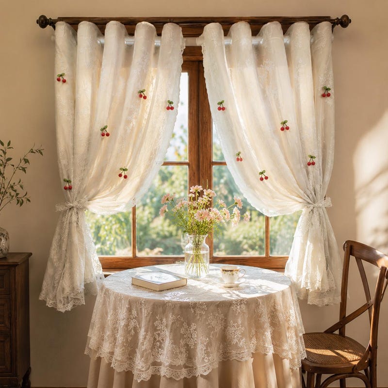 Linen Cherry Curtains - Etsy