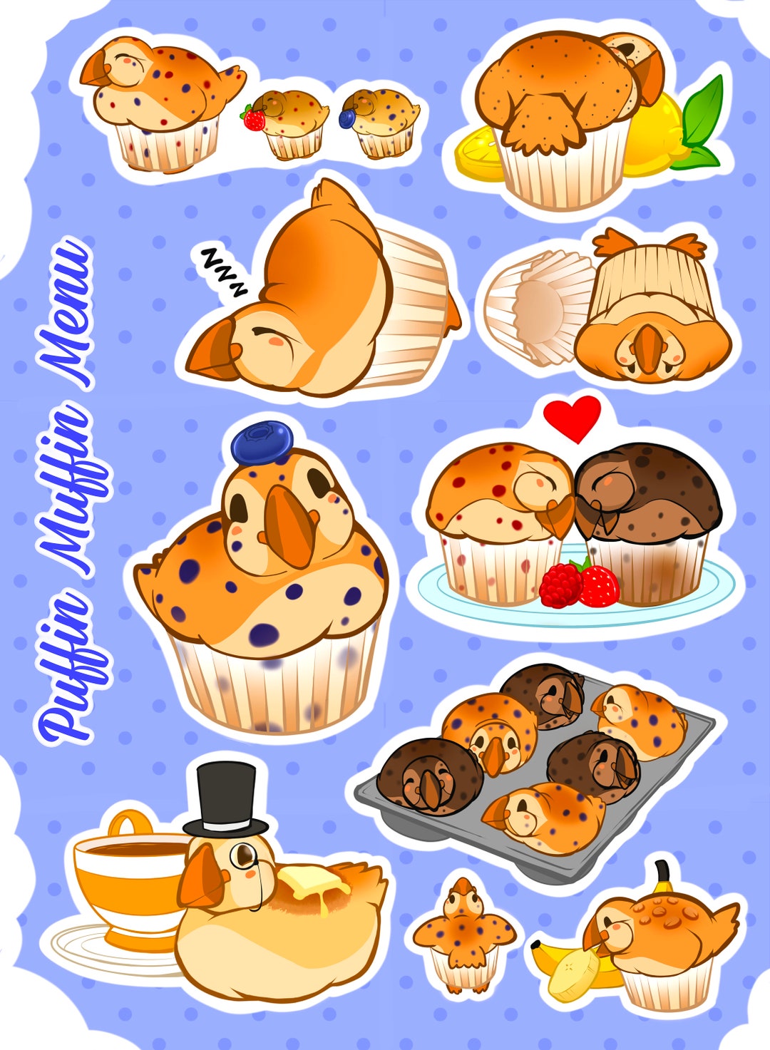 Puffin Muffin Vinyl Sticker Sheet - Etsy