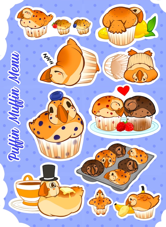 Puffin Muffin Vinyl Sticker Sheet - Etsy