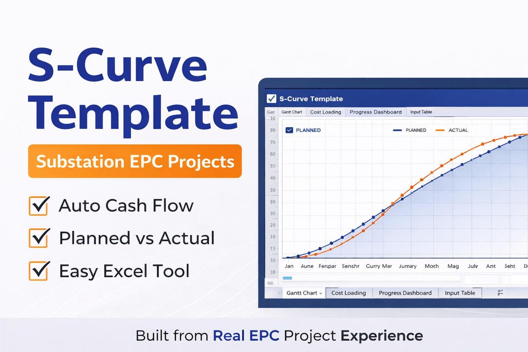 Substation Construction S-curve Excel Template | EPC Project Cash Flow ...