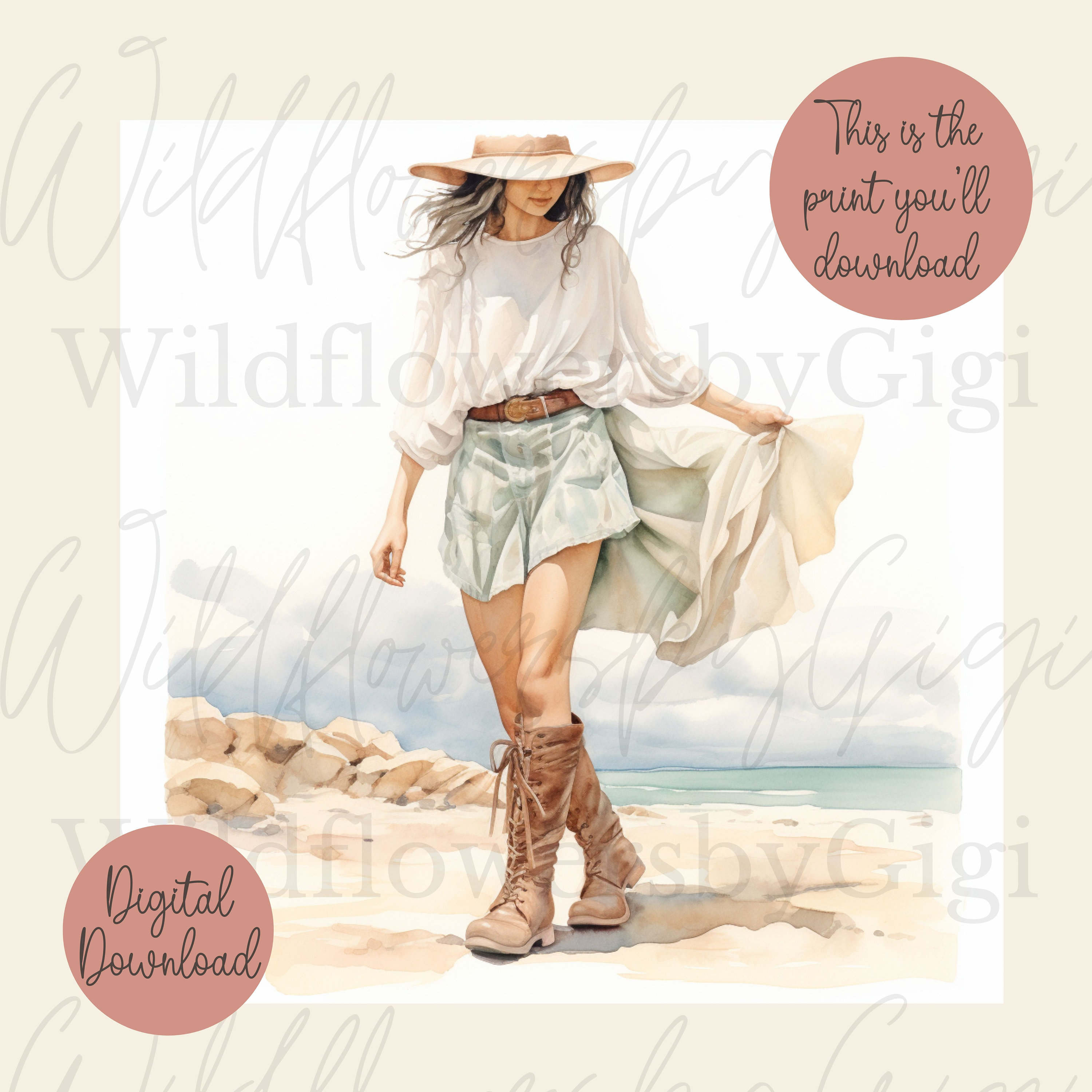 Coastal Cowgirl Printable Print Poster Beach Printable - Etsy