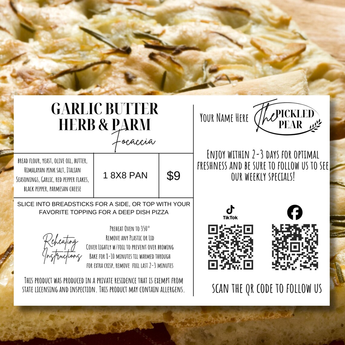 Editable 6x4 Cottage Food Label Template,custom Sourdough Label | Canva ...