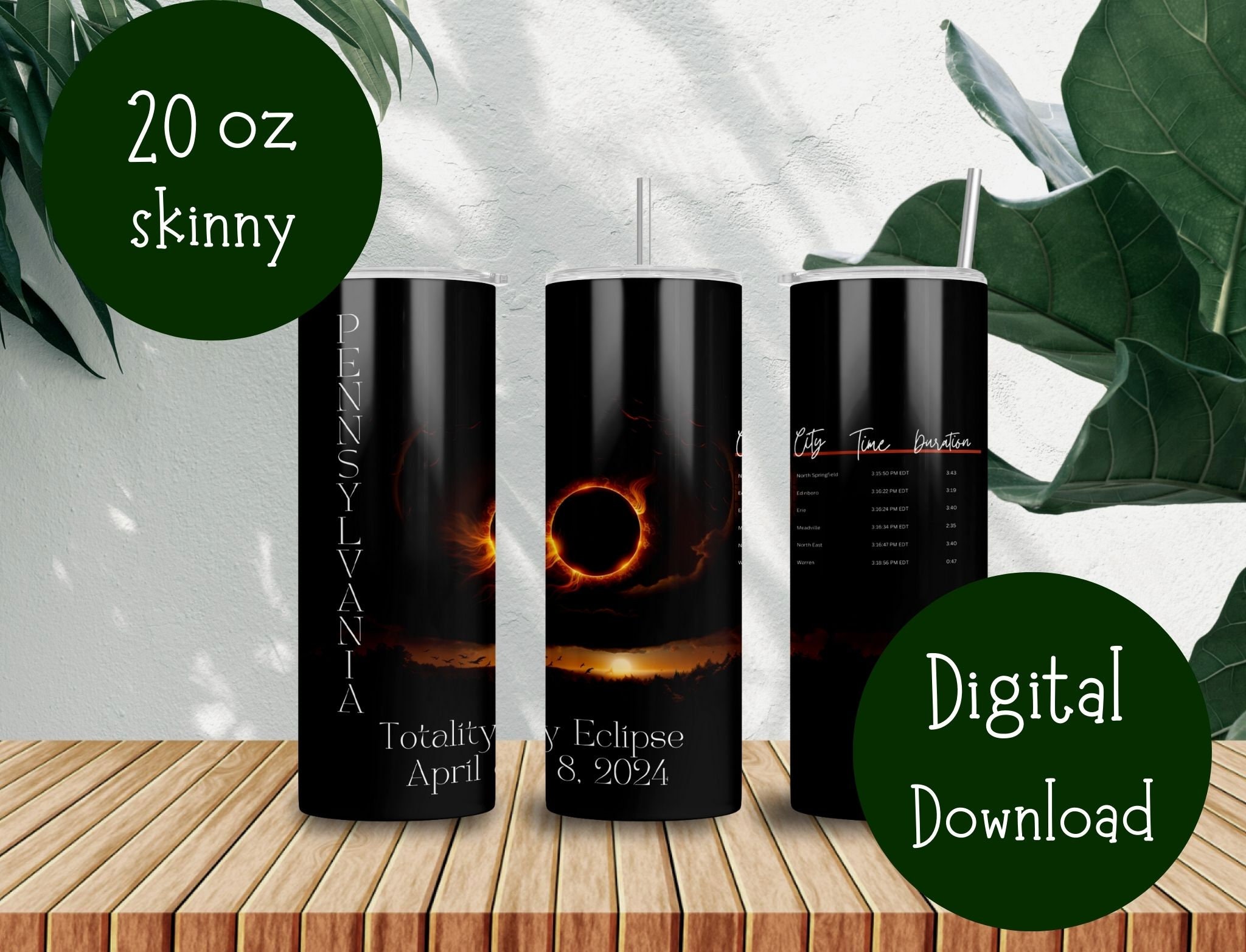 Totality Eclipse 2024 Solar Eclipse Pennsylvania Cities Eclipse, 20 Oz ...