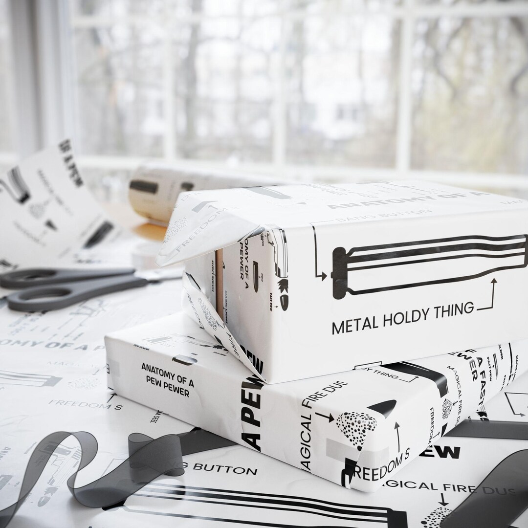 Funny Gun Enthusiasts Anatomy Wrapping Papers, Firearms Gift Wrap ...
