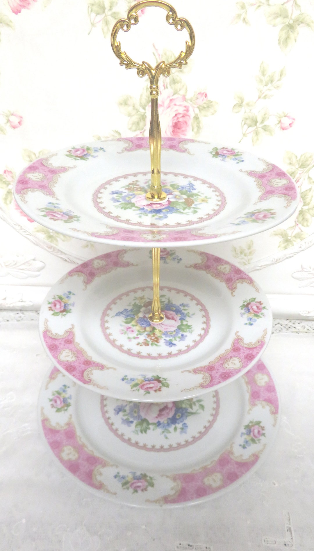 Pink Rose Tier Server, Pink Design Server, Small Pink Rose Server, Pink ...