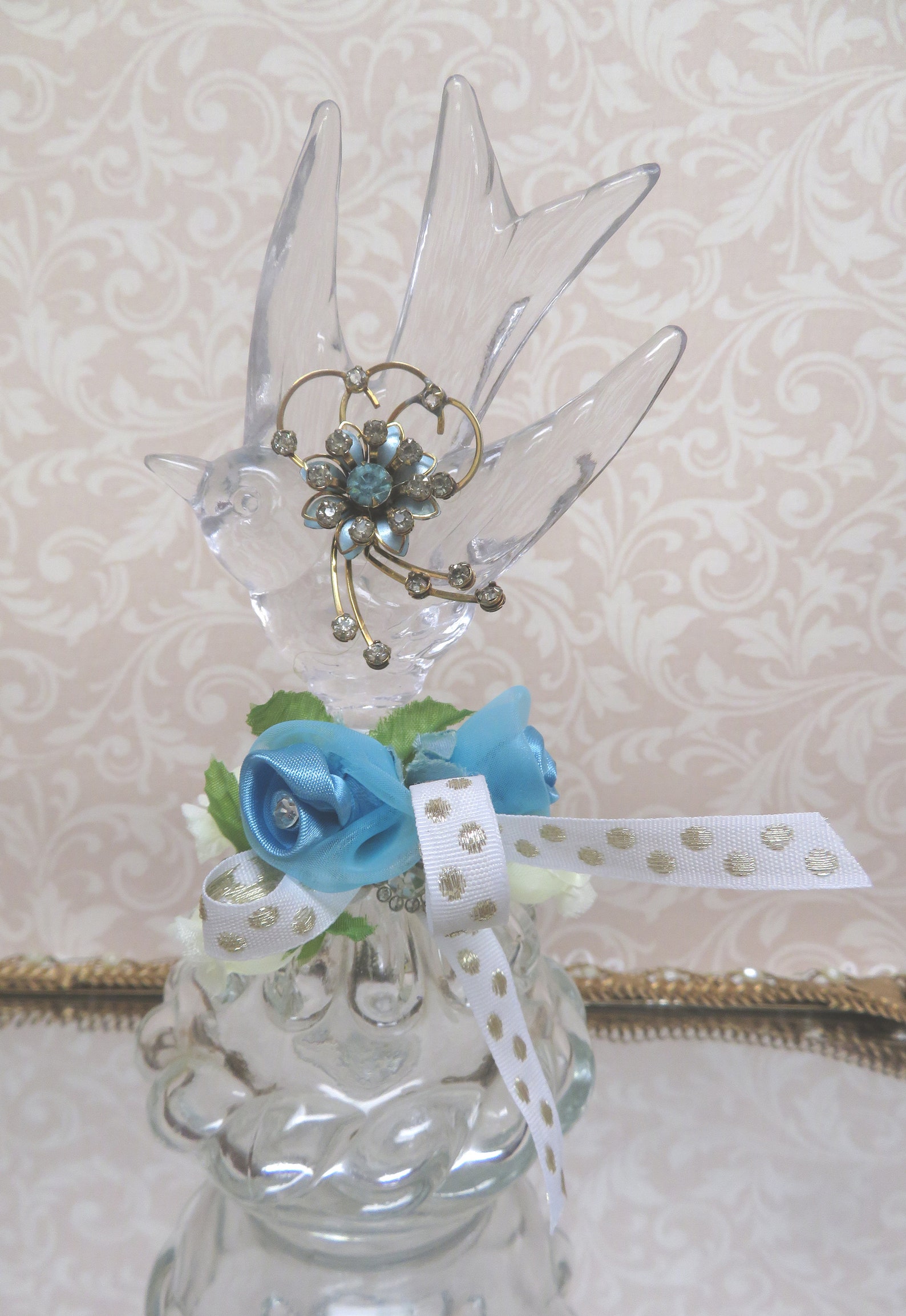 Perfume Bottle in Blues Bird Perfume Bottle in Blue Glass - Etsy