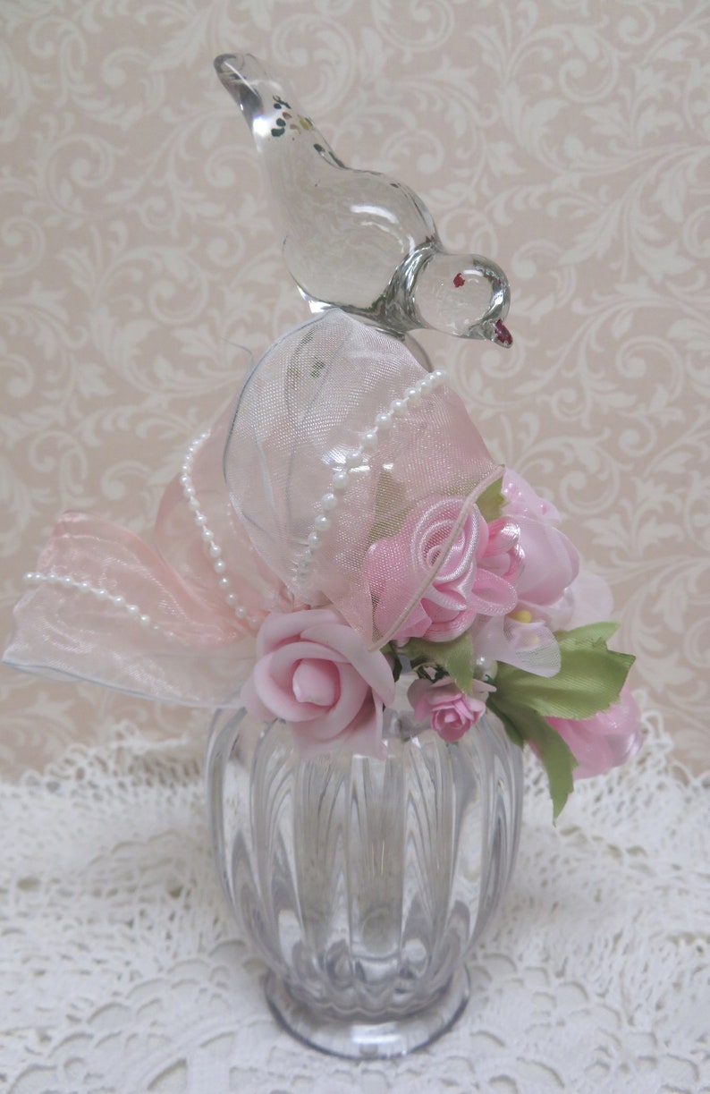 Glass Bird Perfume Bottle, Pink Rose Bird Perfume Bottle, Clear Glass ...