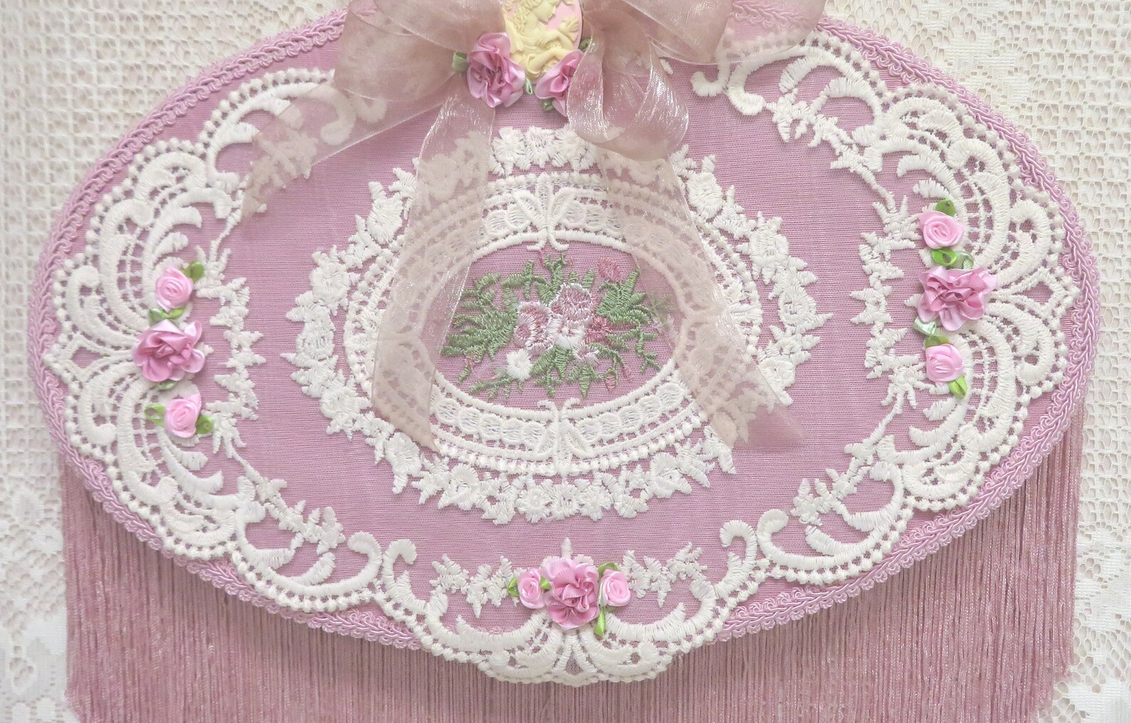 Pink Victorian Oval, Pink Rose Oval, Lace Oval, Pink Wall Hanging - Etsy