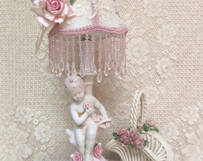 Little Cherub Lamp, Rose Cherub Lamp, Pink Rose Cherub Lamp - Etsy