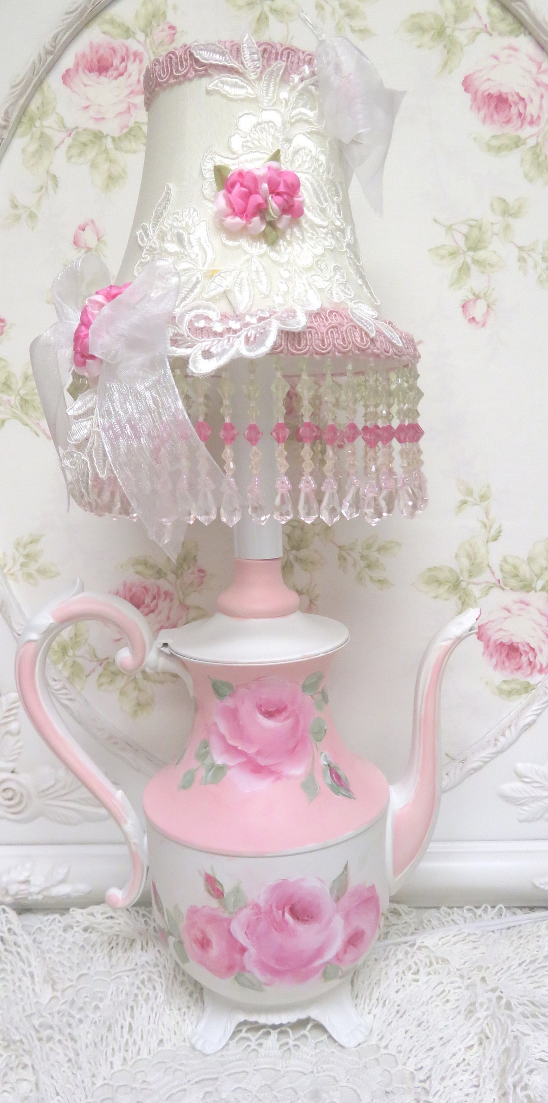 Rose Tea Pot Lamp, Tea Pot Lamp, Pink Tea Pot Lamp - Etsy