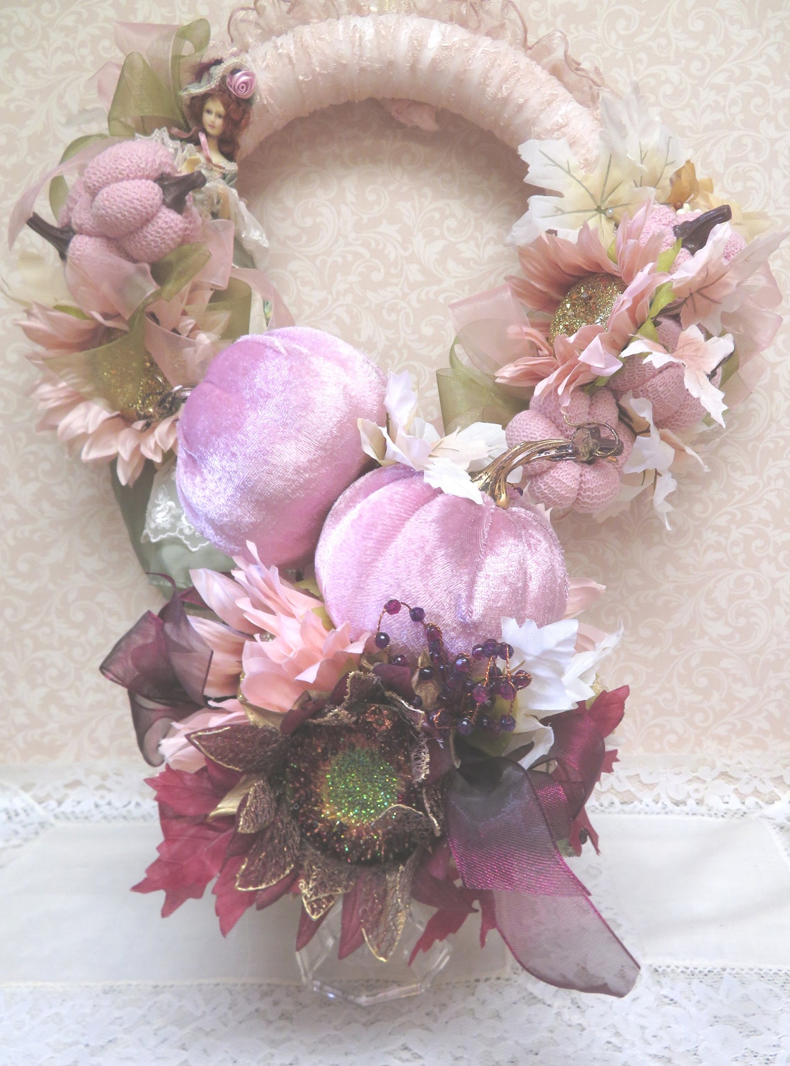 Pink Pumpkin Topiary Fall Pink Arrangement Fall Pink Topiary - Etsy