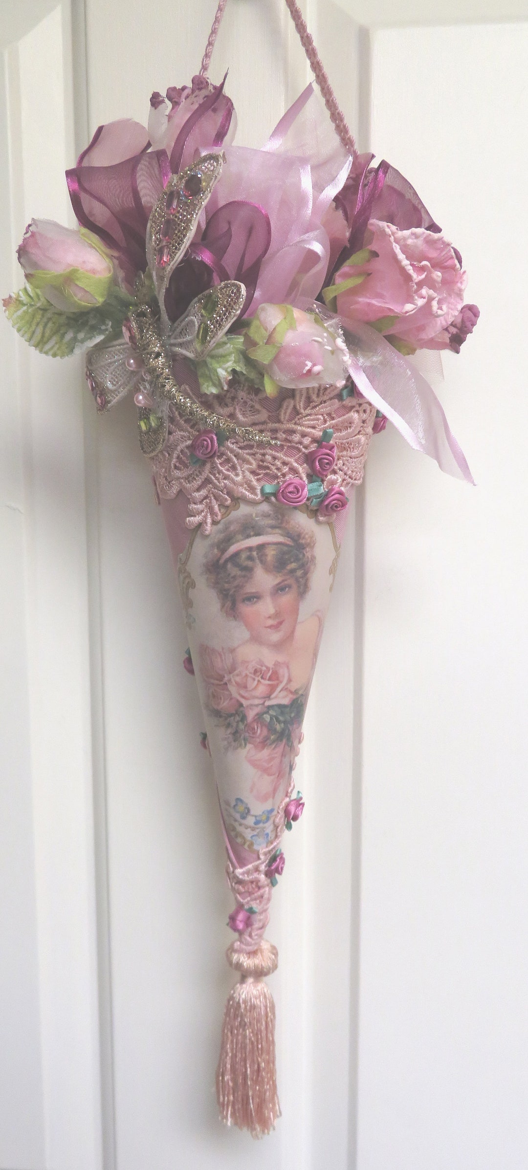 Tussie Mussie, Pink Tussie Mussie, Dragon Fly Tussie Mussie, Victorian ...