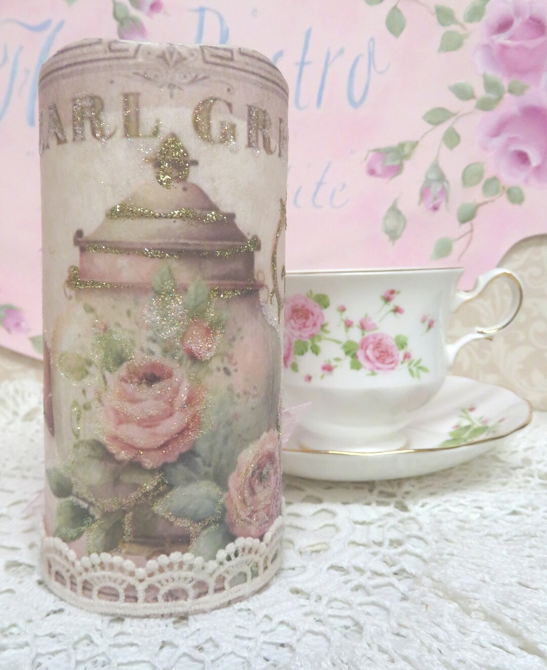 Teapot Candle, Pink Rose Teapot Candle, Earl Grey Candle, Battery ...