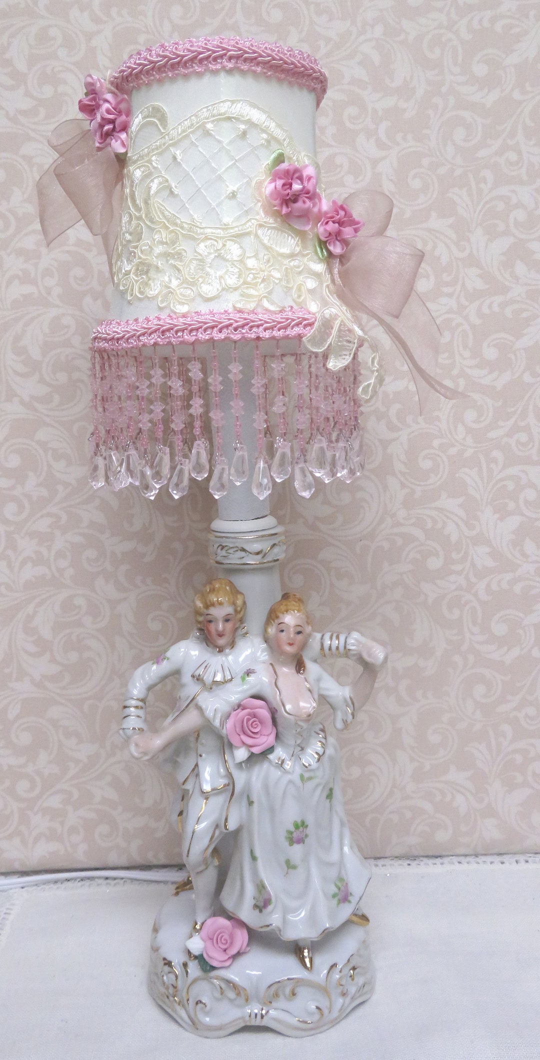 Pink Rose Couple Lamp, French Couple Lamp, Table Lamp, Couple Lamp - Etsy