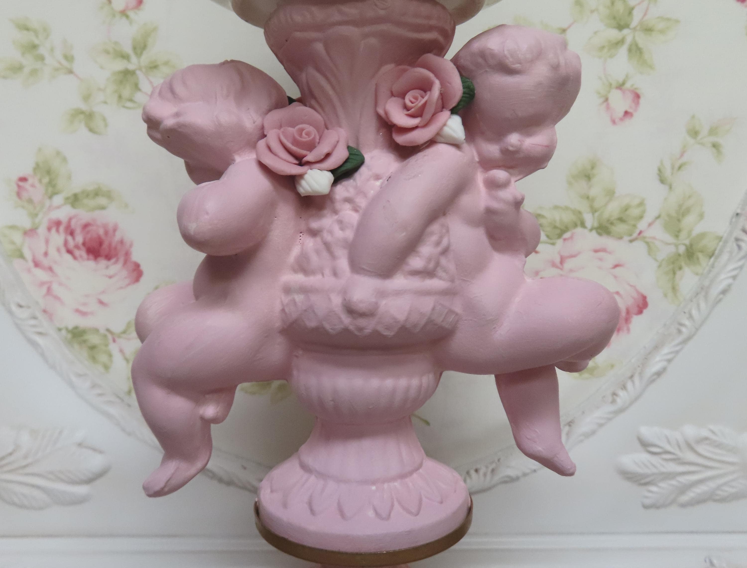 Vintage Cherub Light, Pink Cherub Light, Rose Candle Light, Pink Roses ...