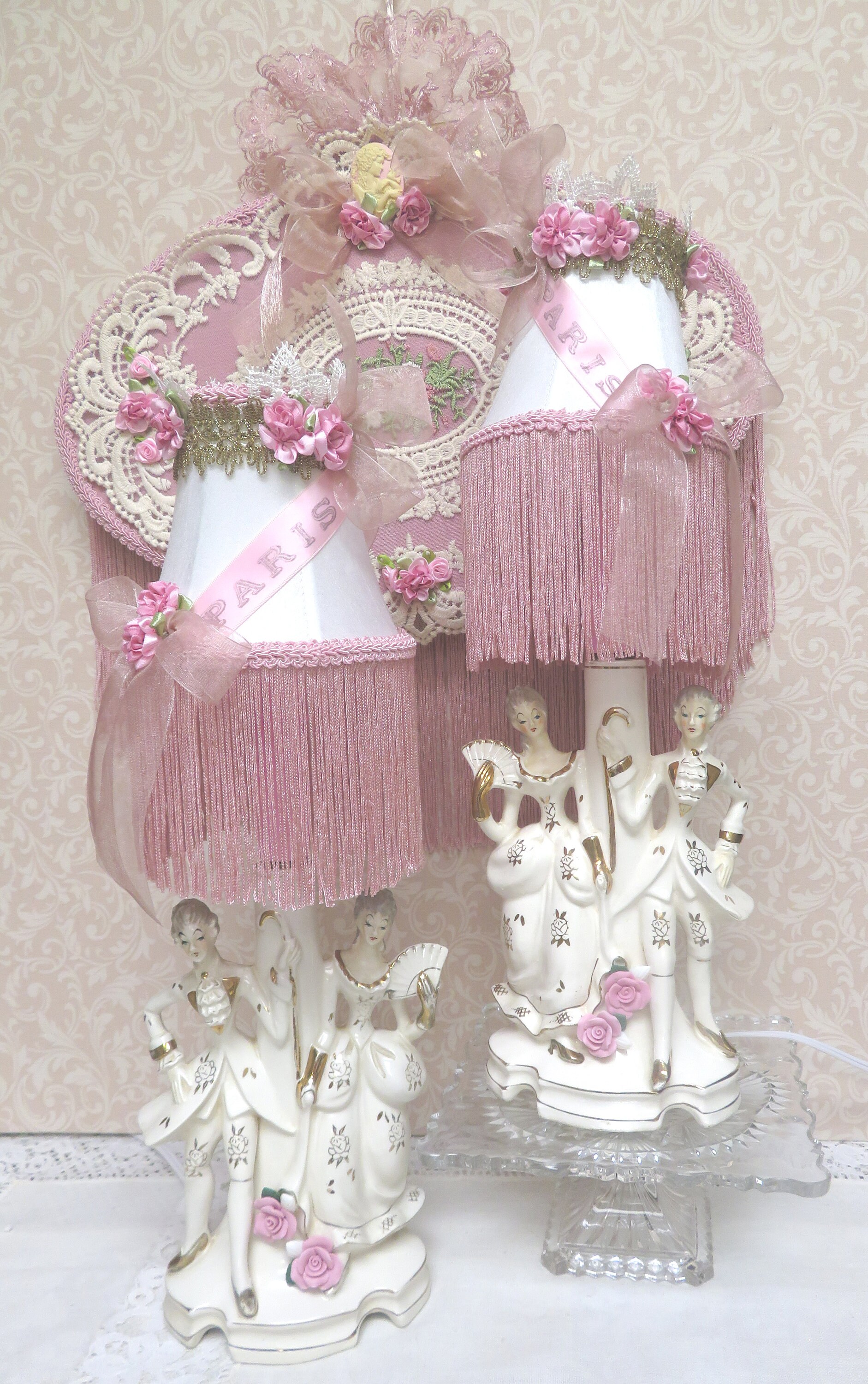 French Court Lamps, French Couple Lamps, White French Lamps. Vintage ...