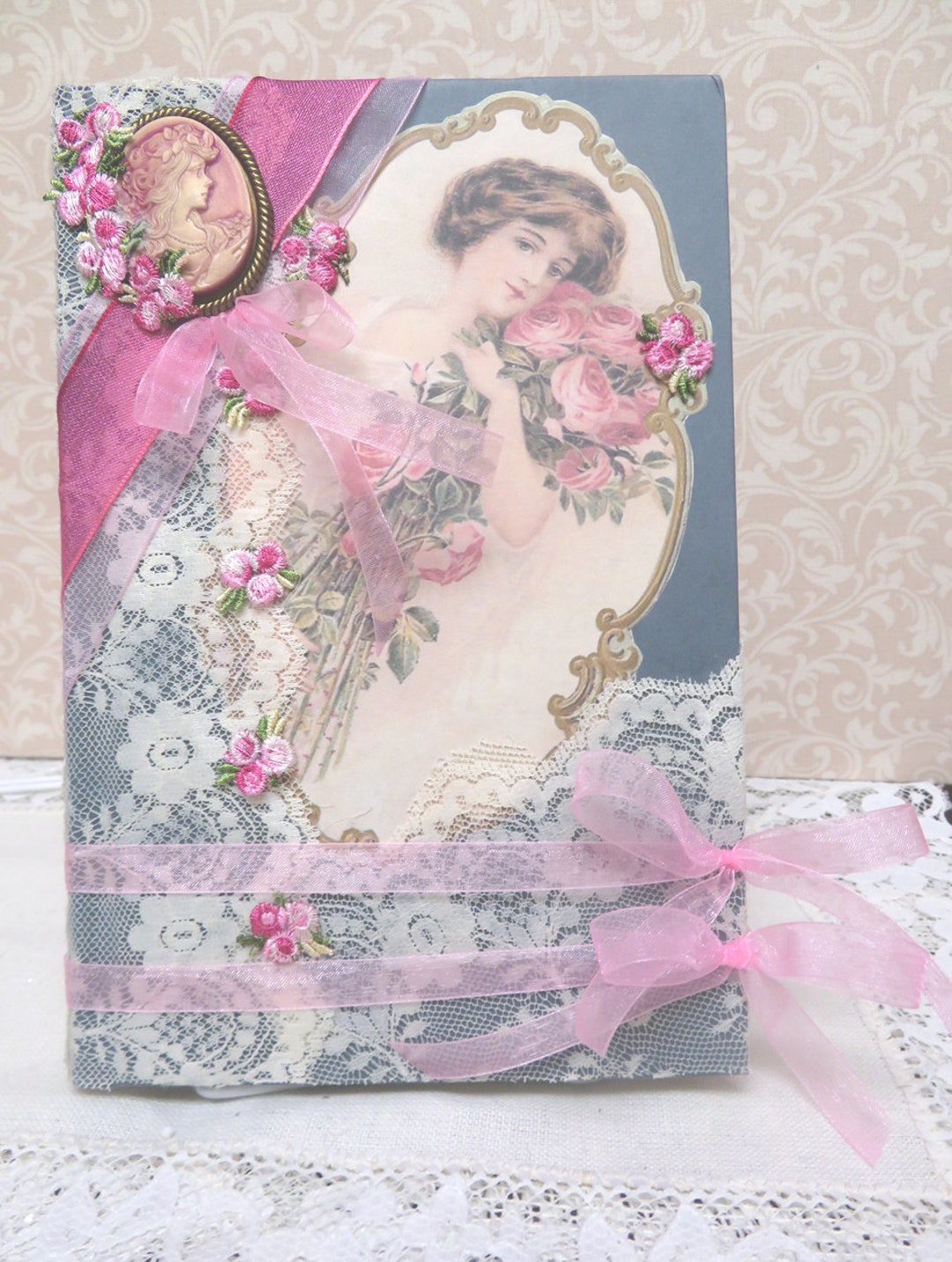 Romantic Book, Rose Book, Decorated Book, Lace Book - Etsy