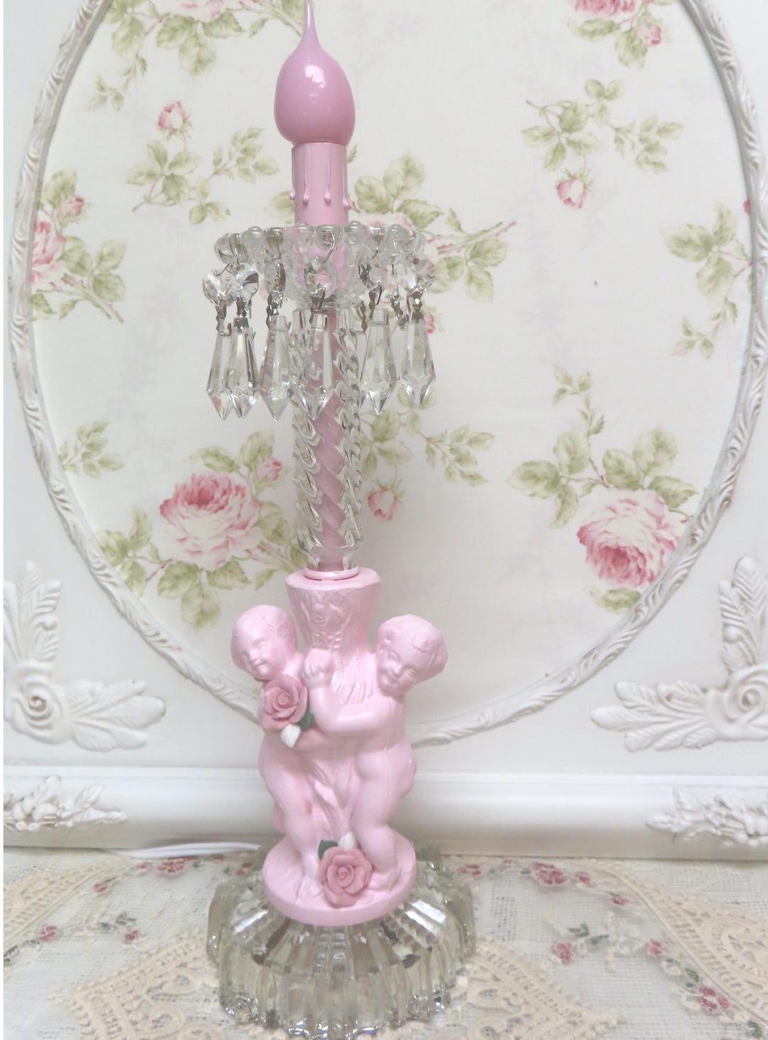 Pink Cherub Light, Glass & Cherub Light, Rose Cherub Light, Glass Light ...