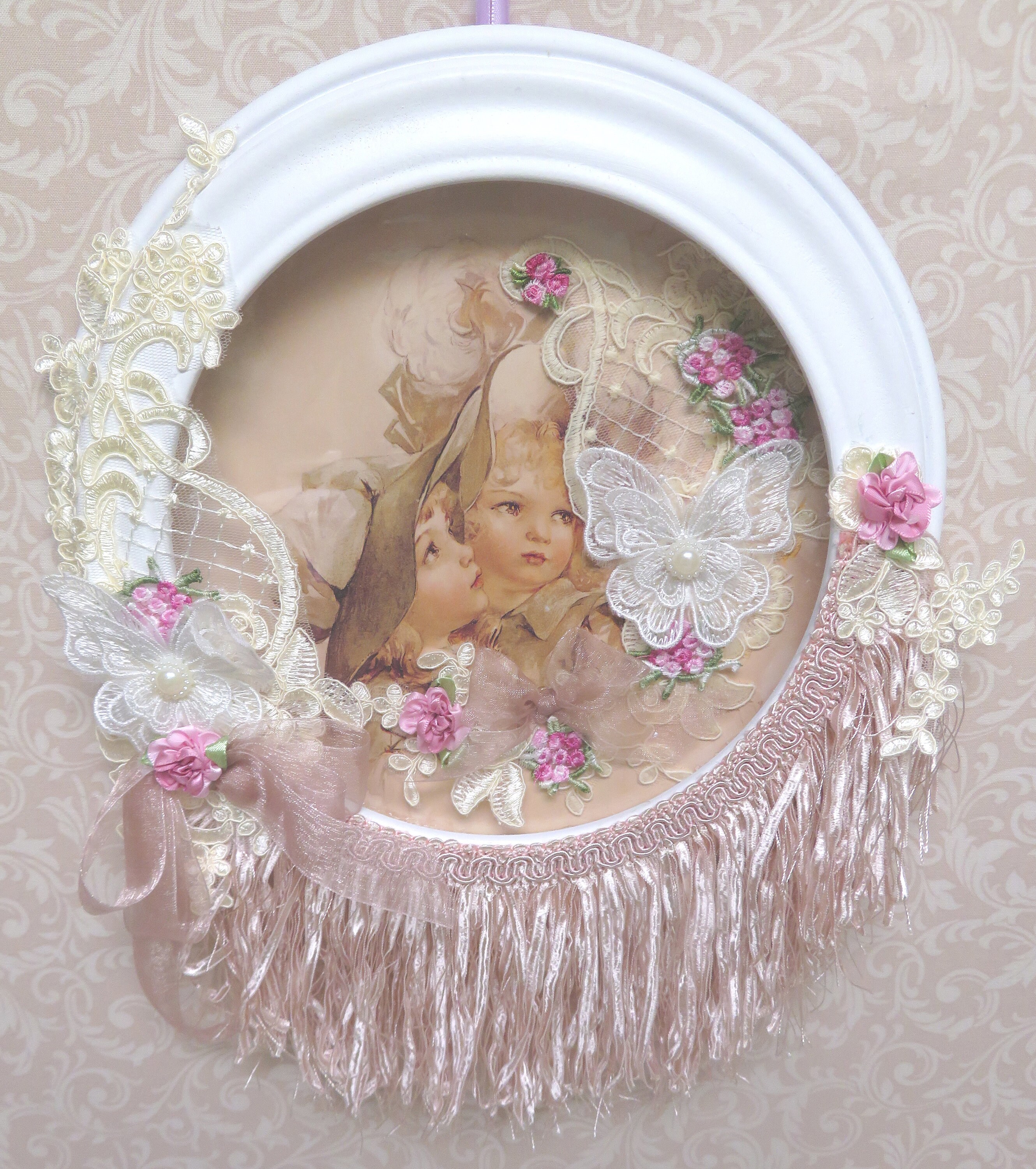 Framed Girls Victorian Girls Lace Framed Picture Girls With - Etsy