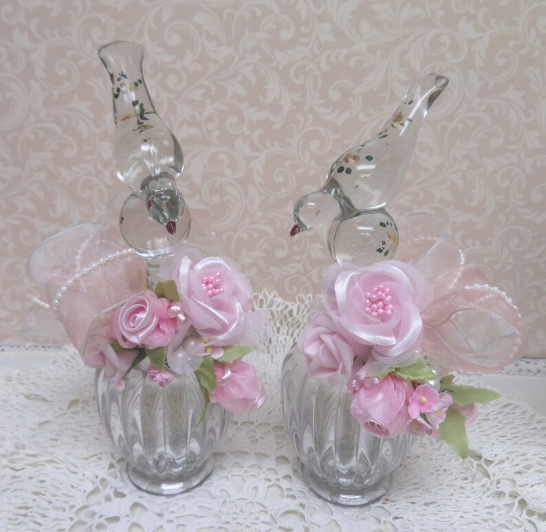 Glass Bird Perfume Bottle Pink Rose Bird Perfume Bottle - Etsy