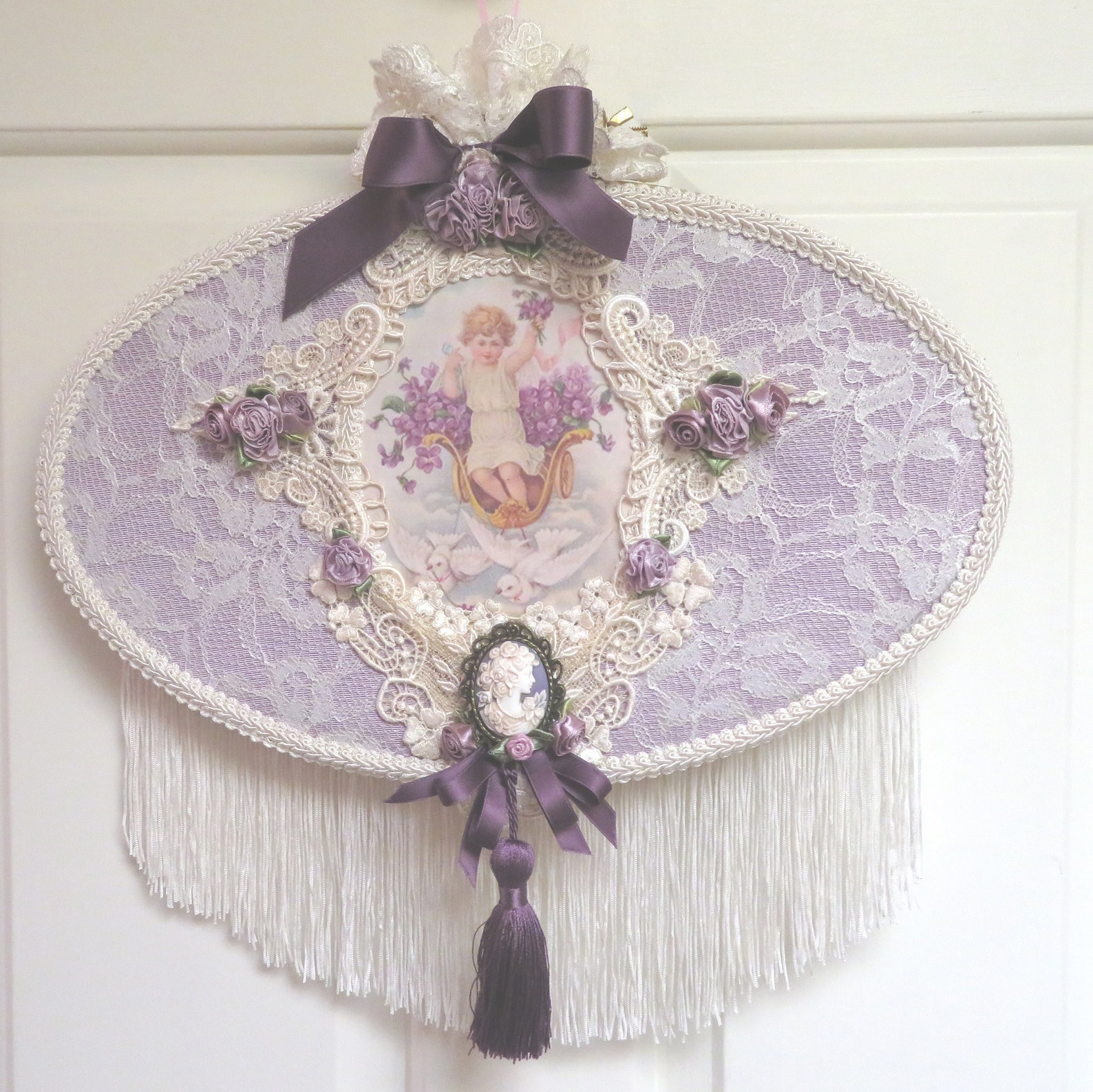 Lavender Wall Hanging Victorian Wall Hanging Cherub Hanging - Etsy