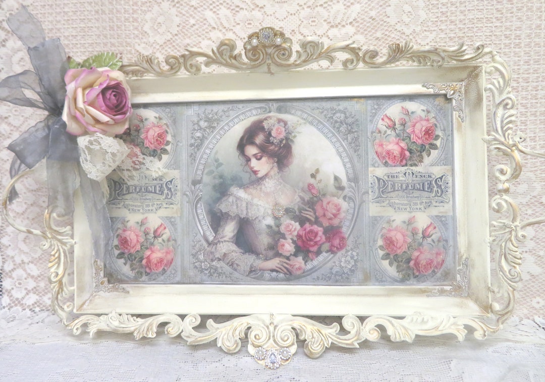 Rose Tray, Metal Tray, Decorative Rose Tray - Etsy