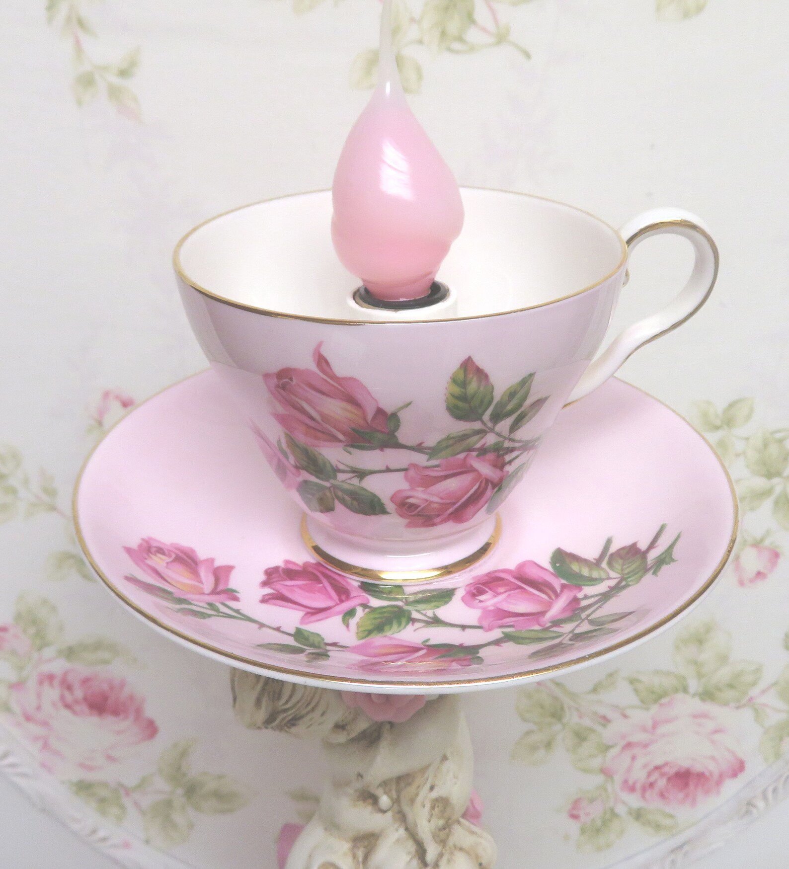 Rose Cherub Lamp Rose Teacup Cherub Lamp Teacup Lamp - Etsy