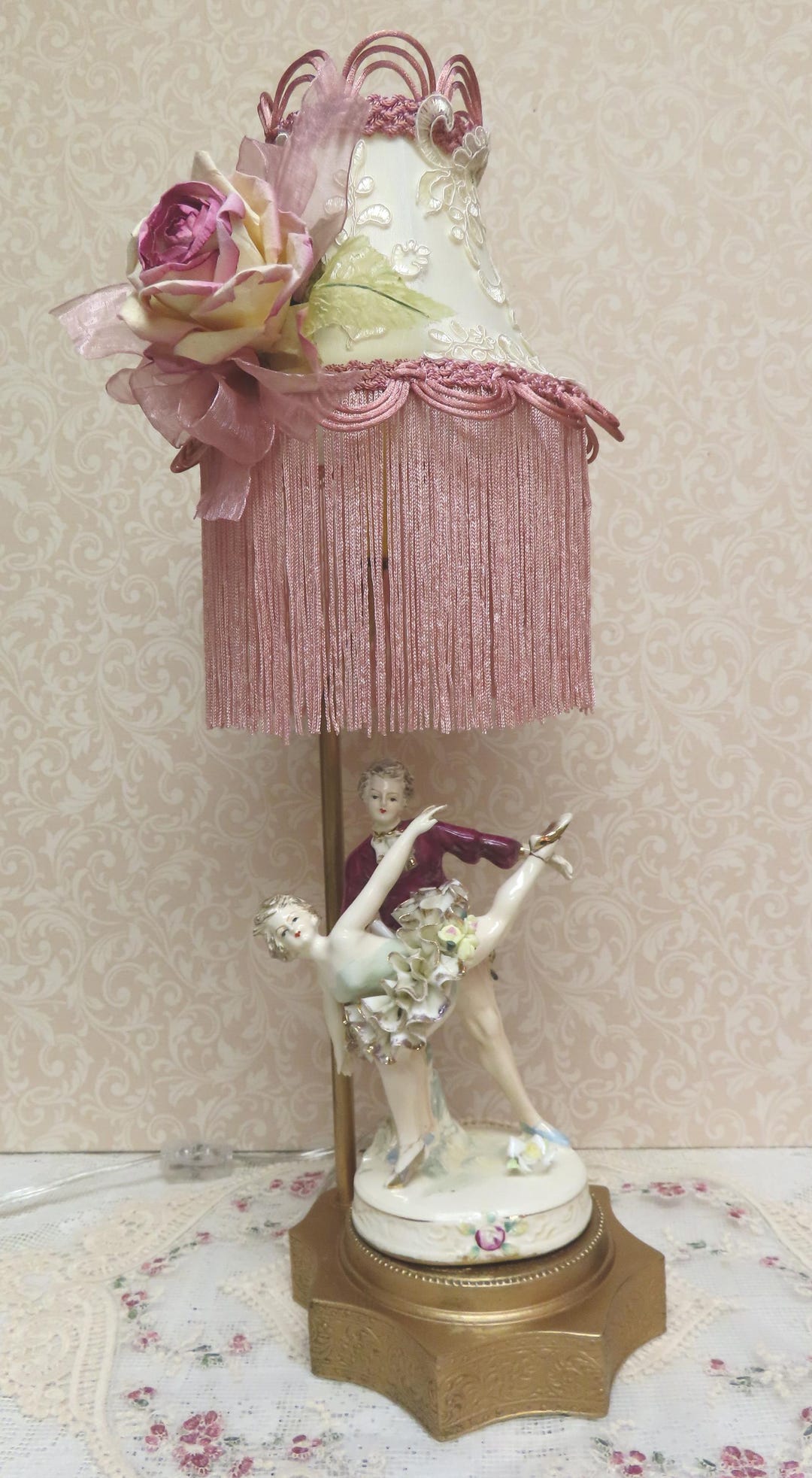 Vintage Ballet Lamp, Ballet Lamp, Ballet Lamp With Rose Shade - Etsy