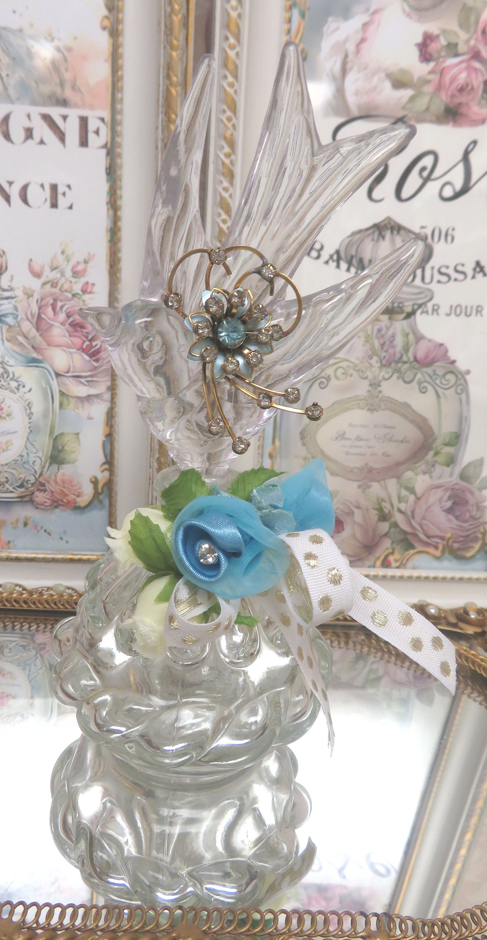 Perfume Bottle in Blues Bird Perfume Bottle in Blue Glass - Etsy