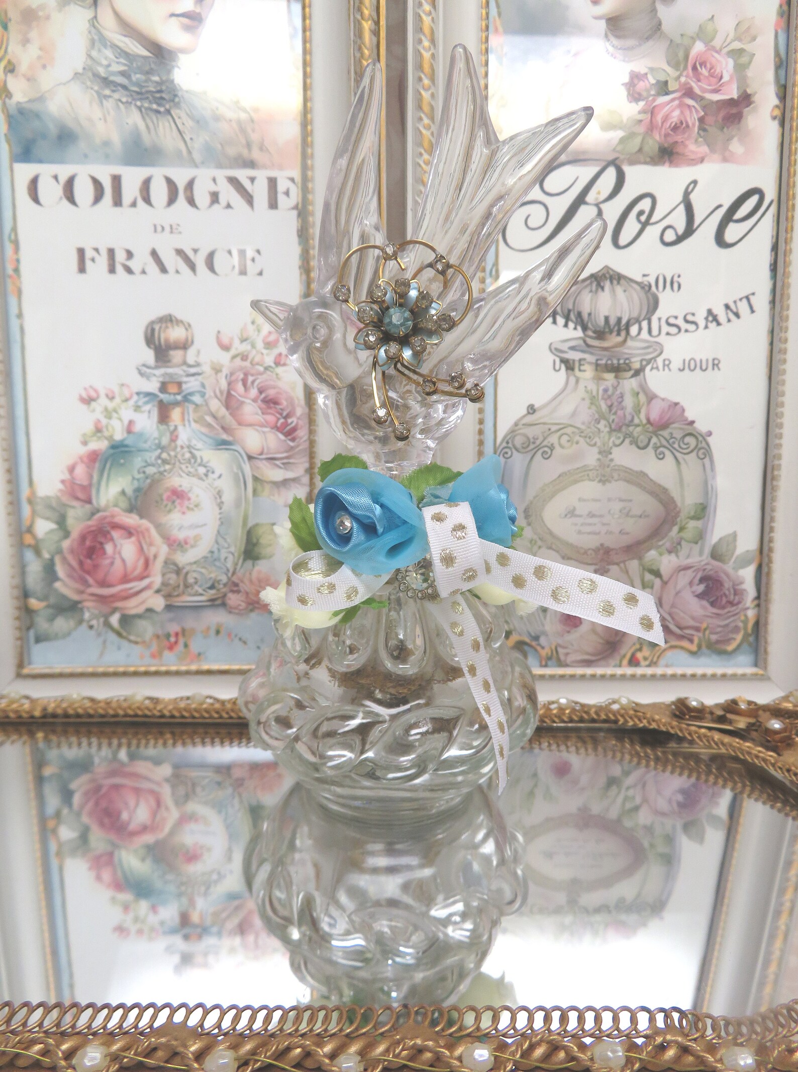 Perfume Bottle in Blues Bird Perfume Bottle in Blue Glass - Etsy