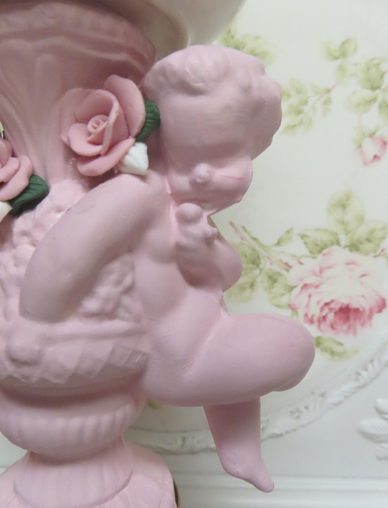 Vintage Cherub Light, Pink Cherub Light, Rose Candle Light, Pink Roses ...