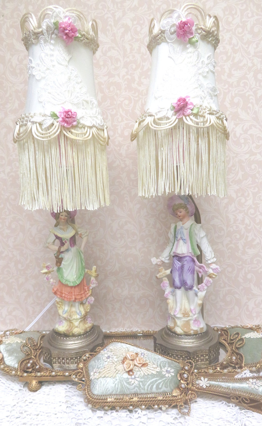 Boy and Girl Lamps, Vintage Couple Lamps, Colorful Couple Lamps, Lovely ...