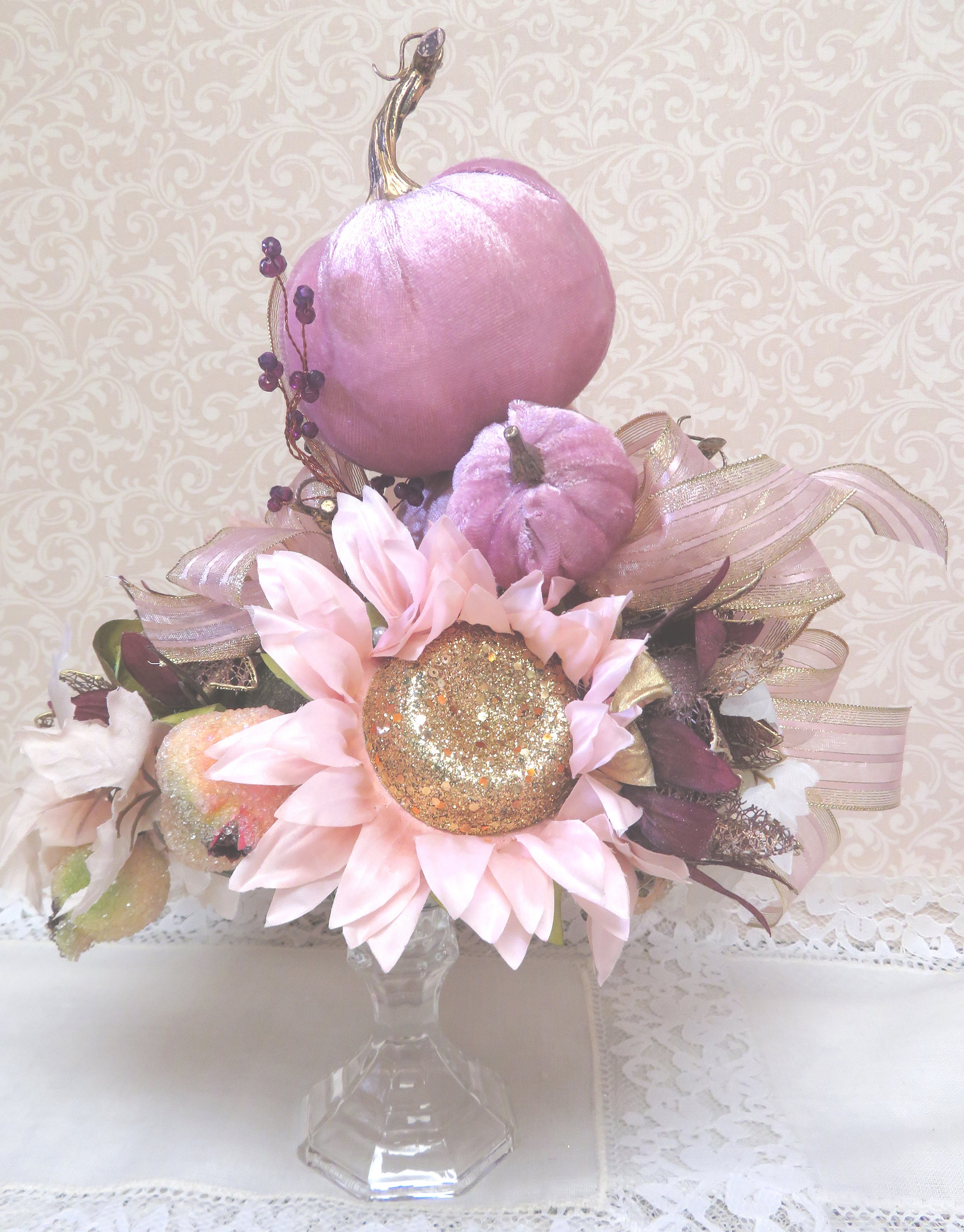 Pink Pumpkin Topiary Fall Pink Arrangement Fall Pink Topiary - Etsy