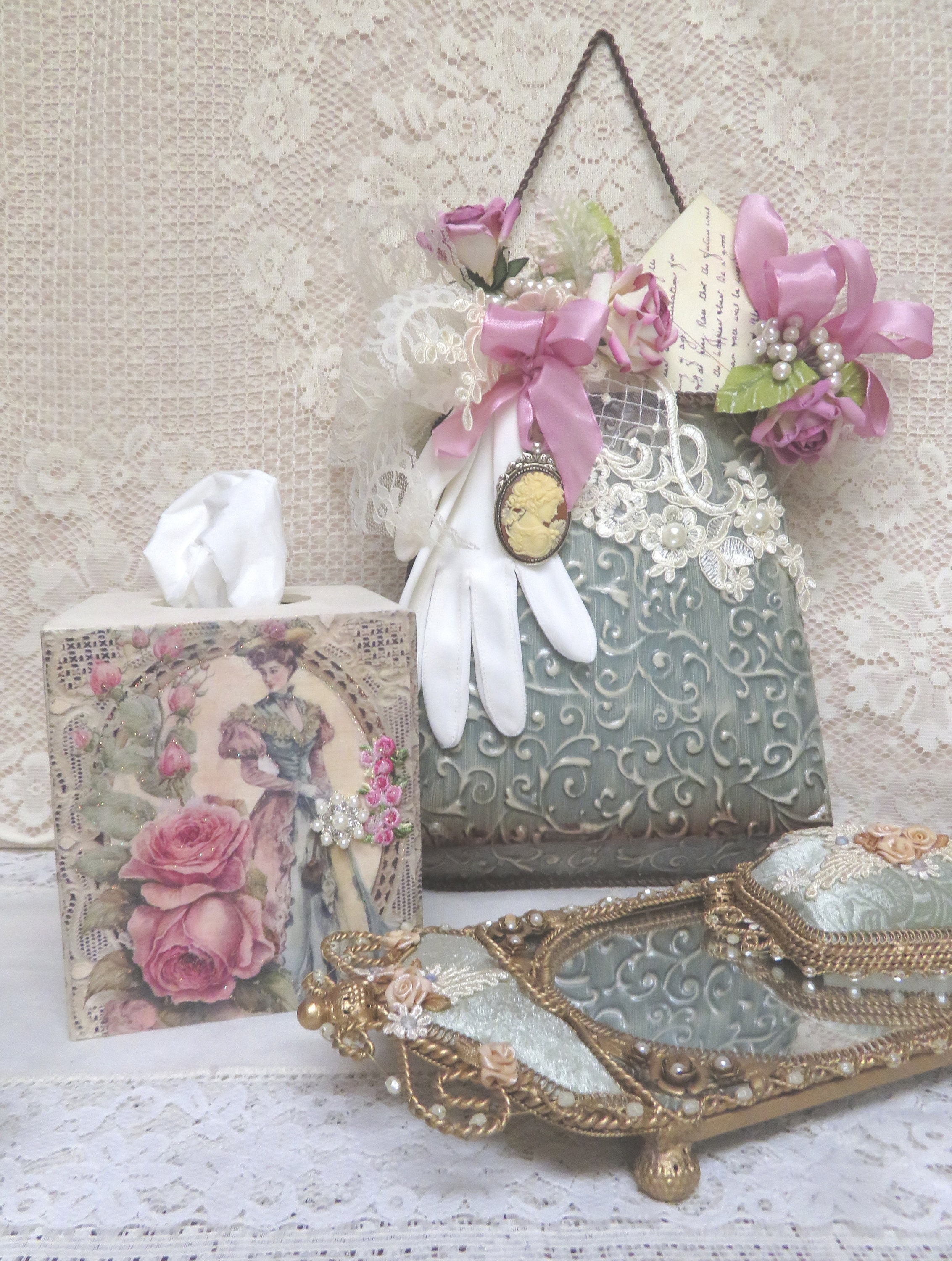 Parisian Lady Tissue Box Vintage Rose Tissue Box Rose Tissue - Etsy
