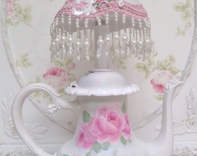 Rose Tea Pot Lamp, Pink Rose Tea Pot Lamp, Tea Pot Lamp - Etsy