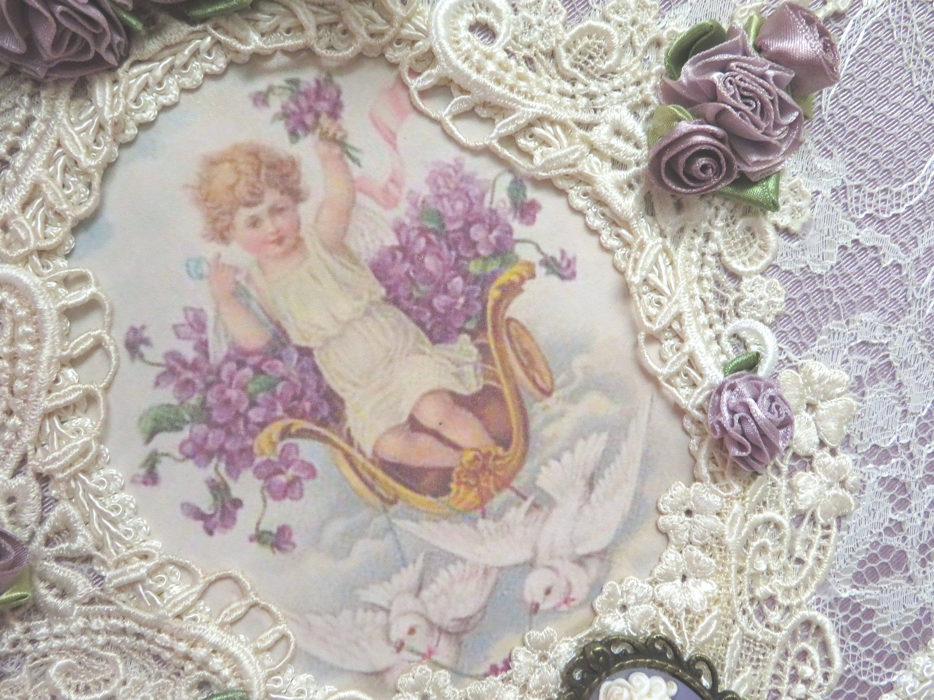 Lavender Wall Hanging Victorian Wall Hanging Cherub Hanging - Etsy