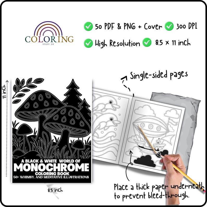 World of Monochrome Coloring Book Pages, Mandala, Animals, Flowers One ...