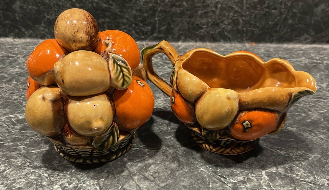 Vintage Inarco Japan Orange Trinket Sugar Bowl W/lid Mid Cent Fruit - Etsy