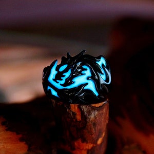 Black Dragon Ring Glow in the Dark / Stainless Steel Black Ring / - Etsy
