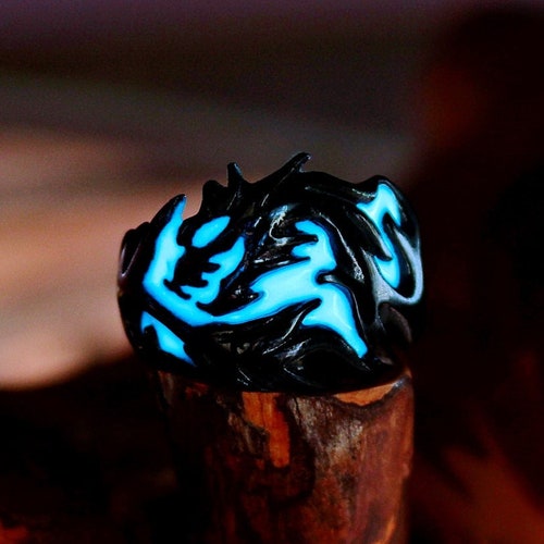 Blue Dragon Ring Glow in the Dark / Stainless Steel Blue Ring - Etsy Canada