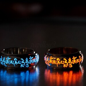 Om Mani Padme Hum Silver Ring / Glow in the Dark / Spinner | Etsy