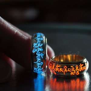 Om Mani Padme Hum Silver Ring / Glow in the Dark / Spinner | Etsy