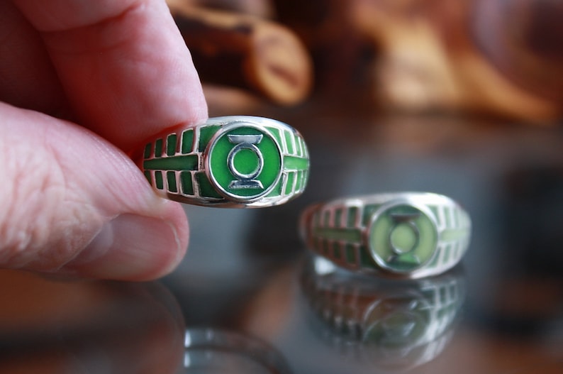 Green Lantern Glow in the Dark Ring / Sterling Silver 925 Ring / - Etsy