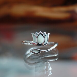 Silver Lotus Ring / Glow in the Dark / Flower Sterling Silver Ring ...