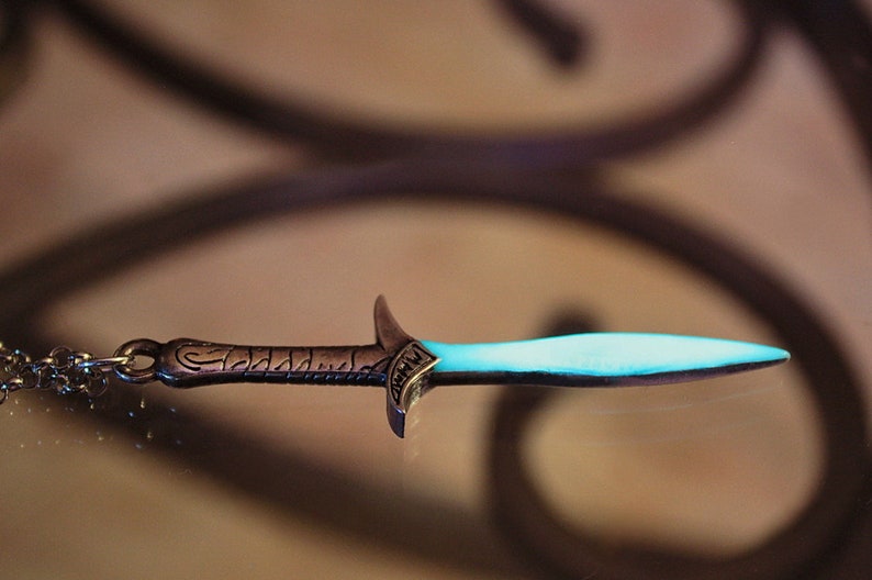 Sword Pendant Glow in the Dark / Elven Dagger Necklace / - Etsy