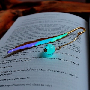 Gold Feather Bookmark / Glow in the Dark / Luminous Silver Bookmark ...